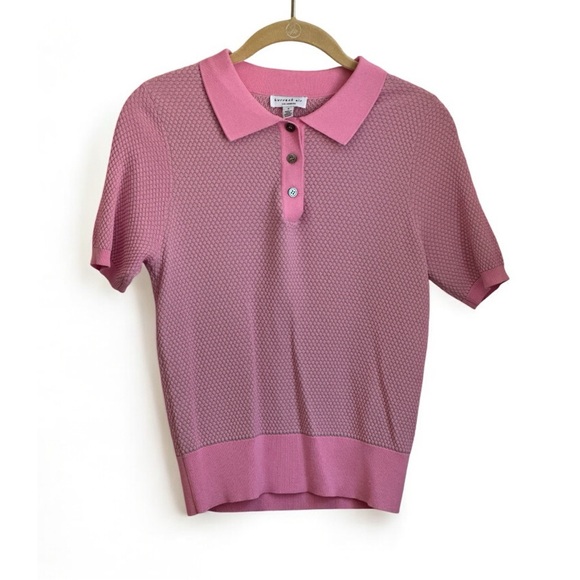 Current Air | Tops | Current Air Pink Fitted Ribbed Polo Top | Poshmark